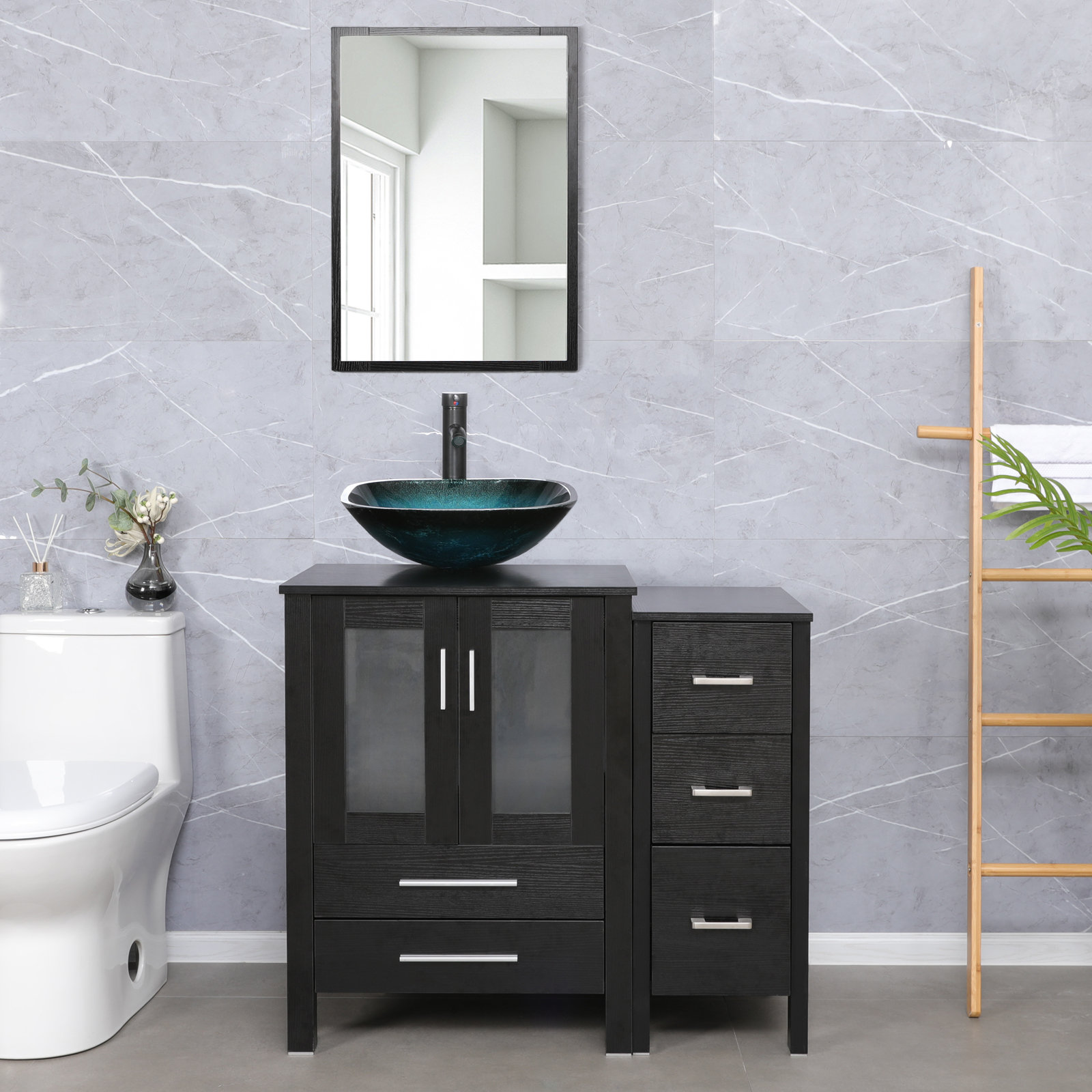 ECLIFE 3 combo 36" Single Bathroom Vanity Set with Veseel Sink, Faucet, Drain - Wayfair Canada